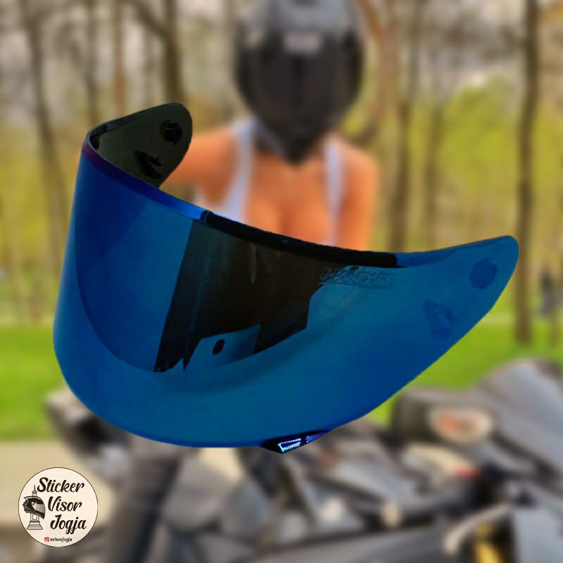 Flat Visor Glass Helmet NHK GP1000 GpTech Iridium Blue (Text Sticker ...