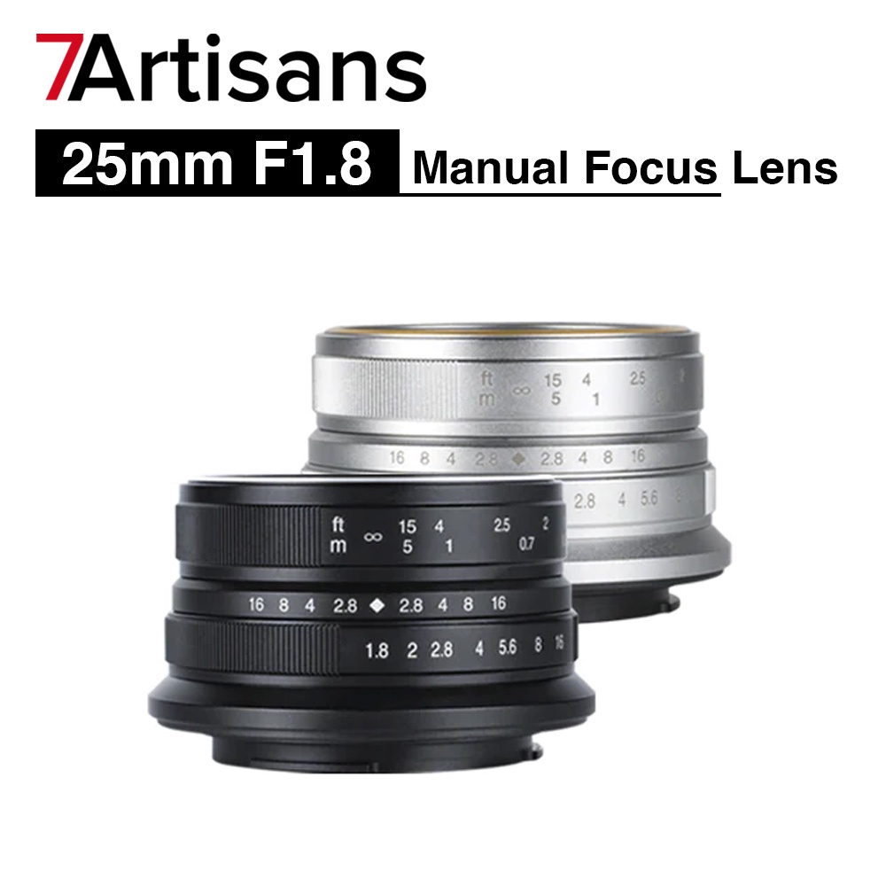 7artisans 25mm F1.8 Manual Focus Prime Lens for Mirrorless Cameras (E ...