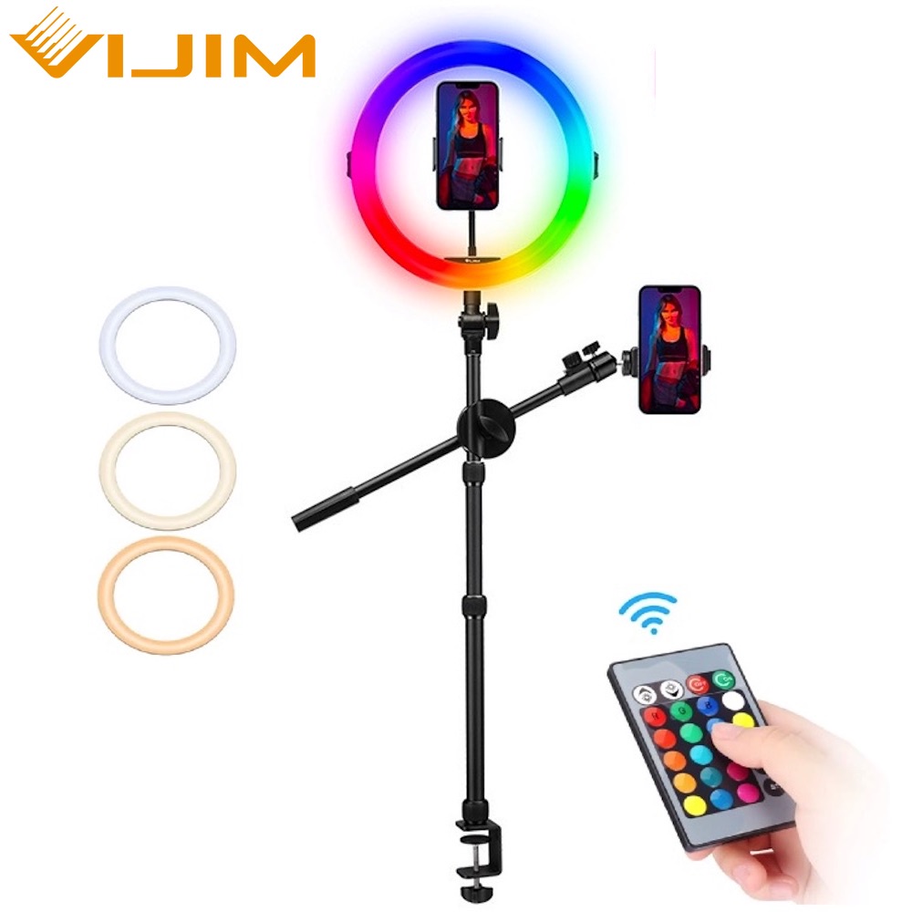 ULANZI VIJIM K16 RGB Desktop Table Clamp Stand Mount Selfie Studio Ring ...