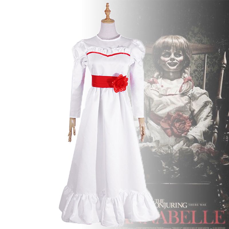 Creation Annabelle Halloween Horror Doll White Dress Cosplay Dress ...