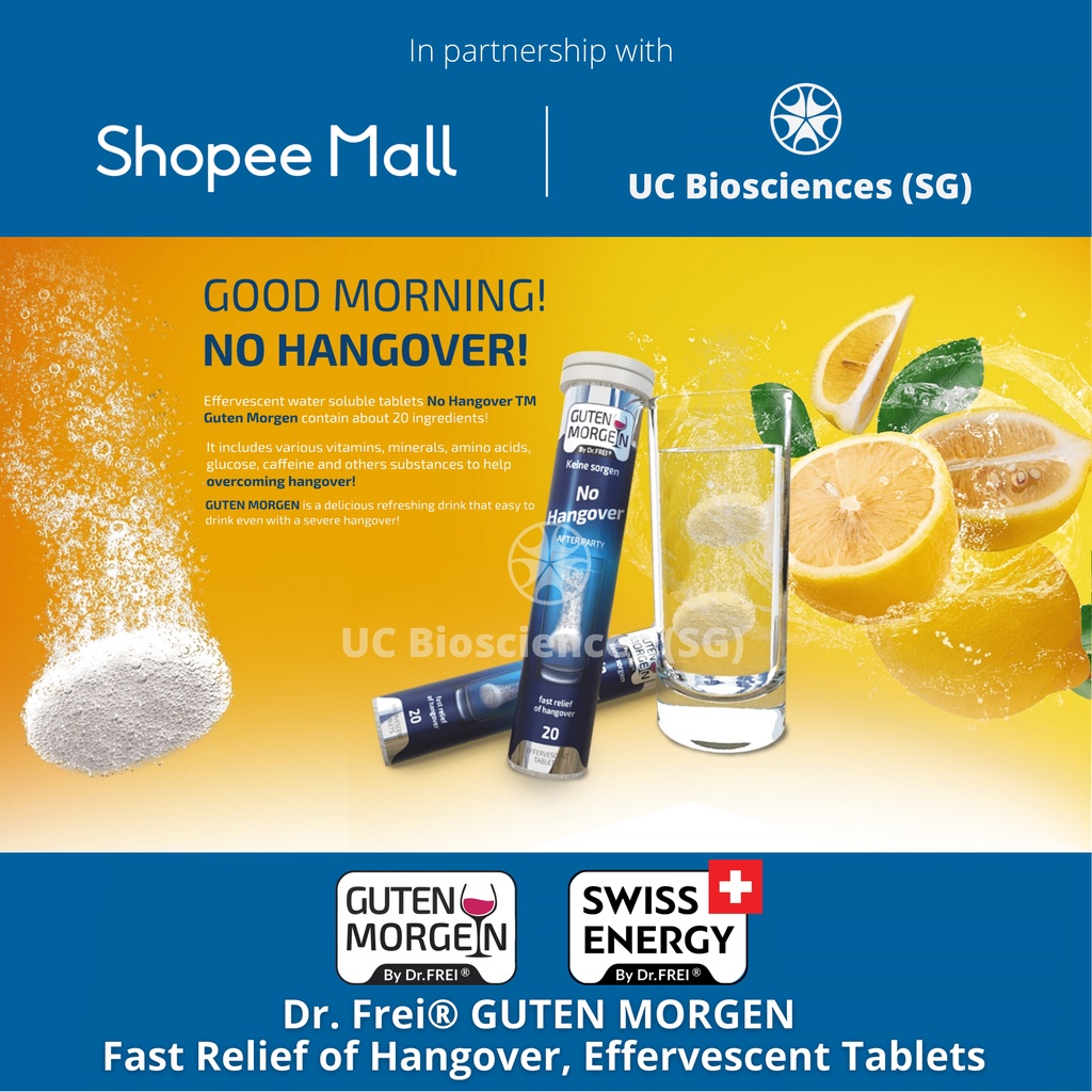 Dr. Frei GUTEN MORGEN Alcohol Fast Relief of Hangover, 20 Effervescent ...