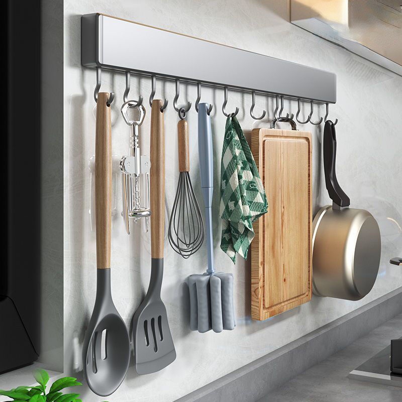 Holeless kitchen hook rack, pole wall, black space, aluminum kitchen ...