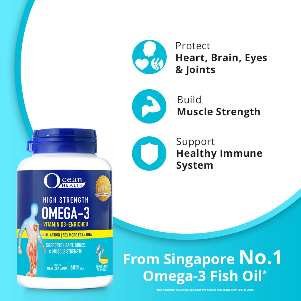 High Strength Omega-3 Vitamin D3-Enriched (60s)- Ocean Health (For ...