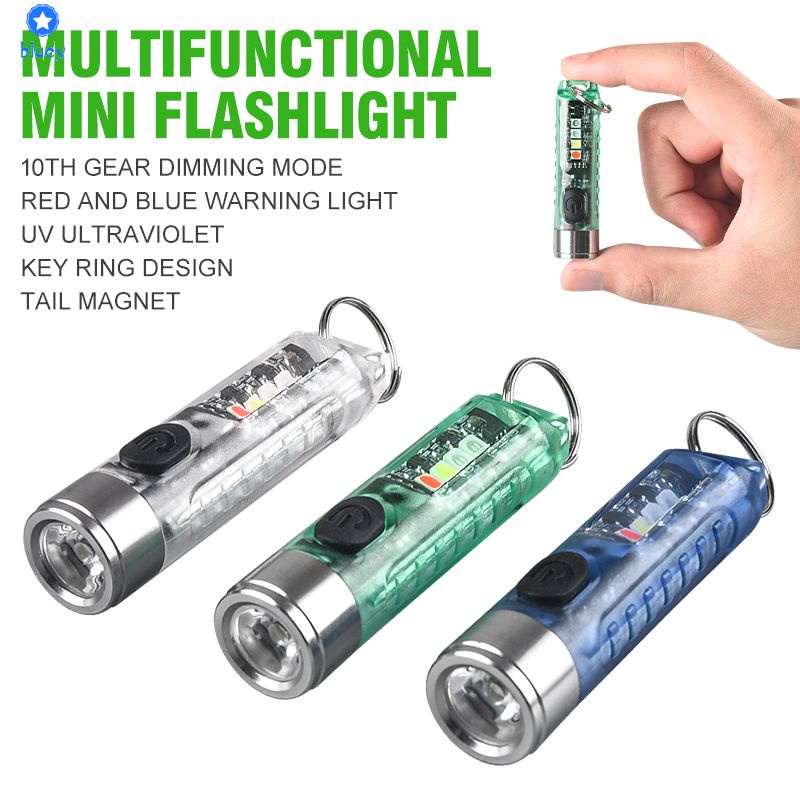 Mini Flashlight LED Multi-function rechargeable waterproof Keychain ...