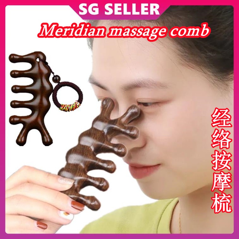 🔥Local Stock🔥Natural Sandalwood Massage Comb Head Meridian Acupoint ...