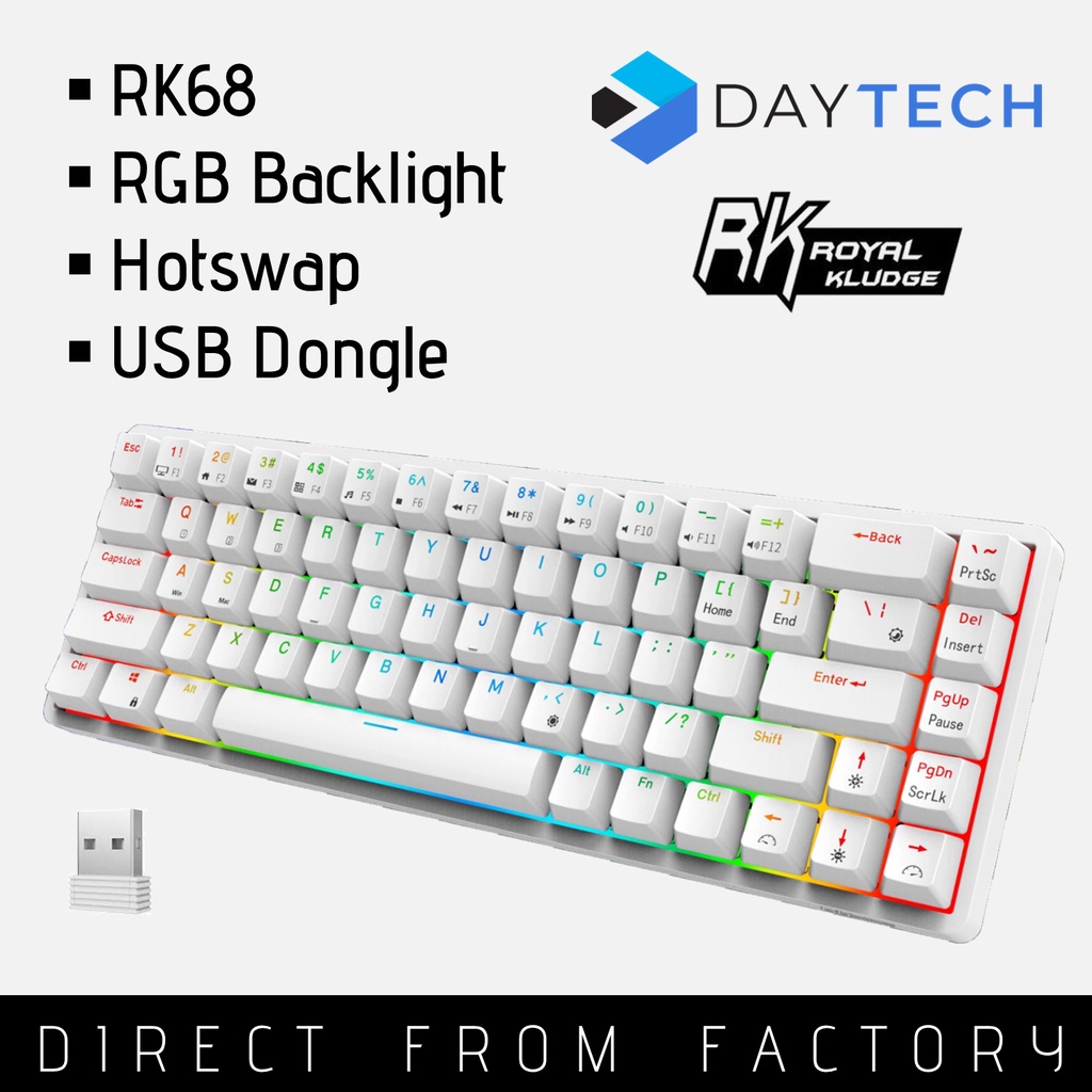 RK68 65% Mechanical Gaming Keyboard Royal Kludge Bluetooth Wireless RK ...