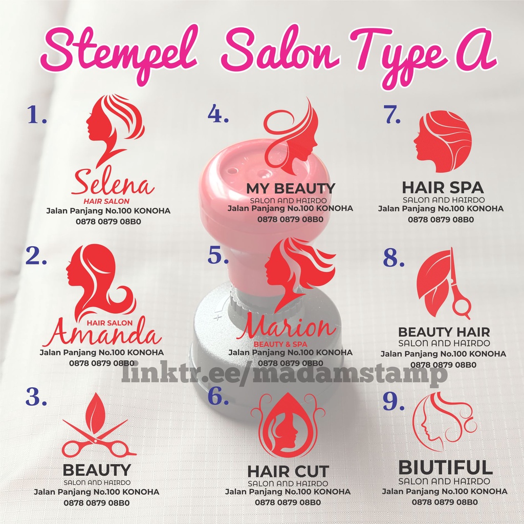 Salon stamp A shop name hair do skin care paint hair in automatic ink ...