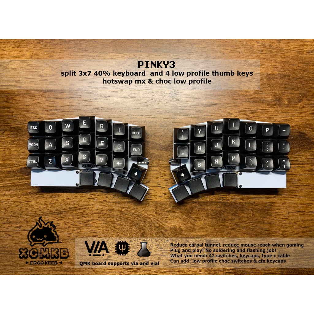 Pinky3 40 percent split keyboard QMK VIA VIAL Tamanishi Open source ...