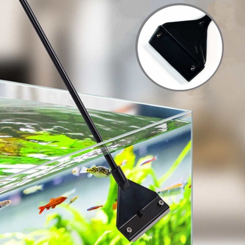 2in1 Aquarium Algae Scraper Fish Tank Silicone Stainless Steel Scraper ...