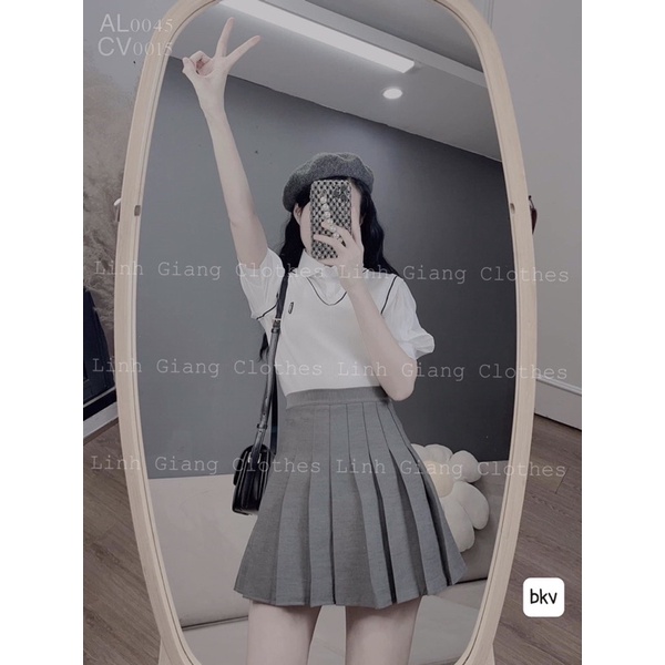 Set of 3 details: skirt + vest + Korean style jute shirt (real photo ...