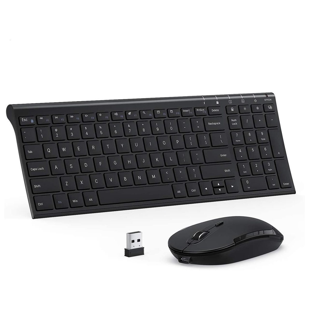 Rechargeable Wireless Keyboard Mouse Combo, Jelly Comb 2.4GHz Ultra ...