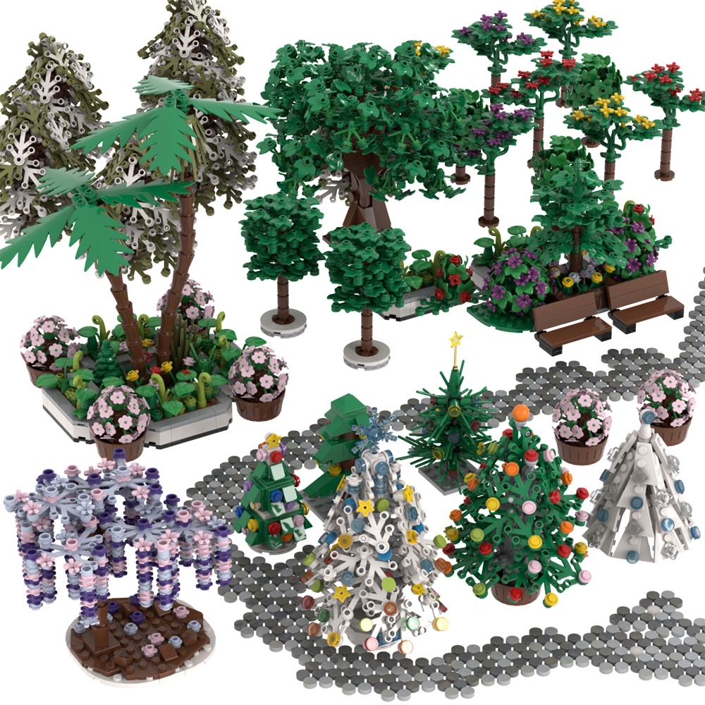 City Series Bricks MOC Plant Compatible with LEGO Christmas Tree Forest ...