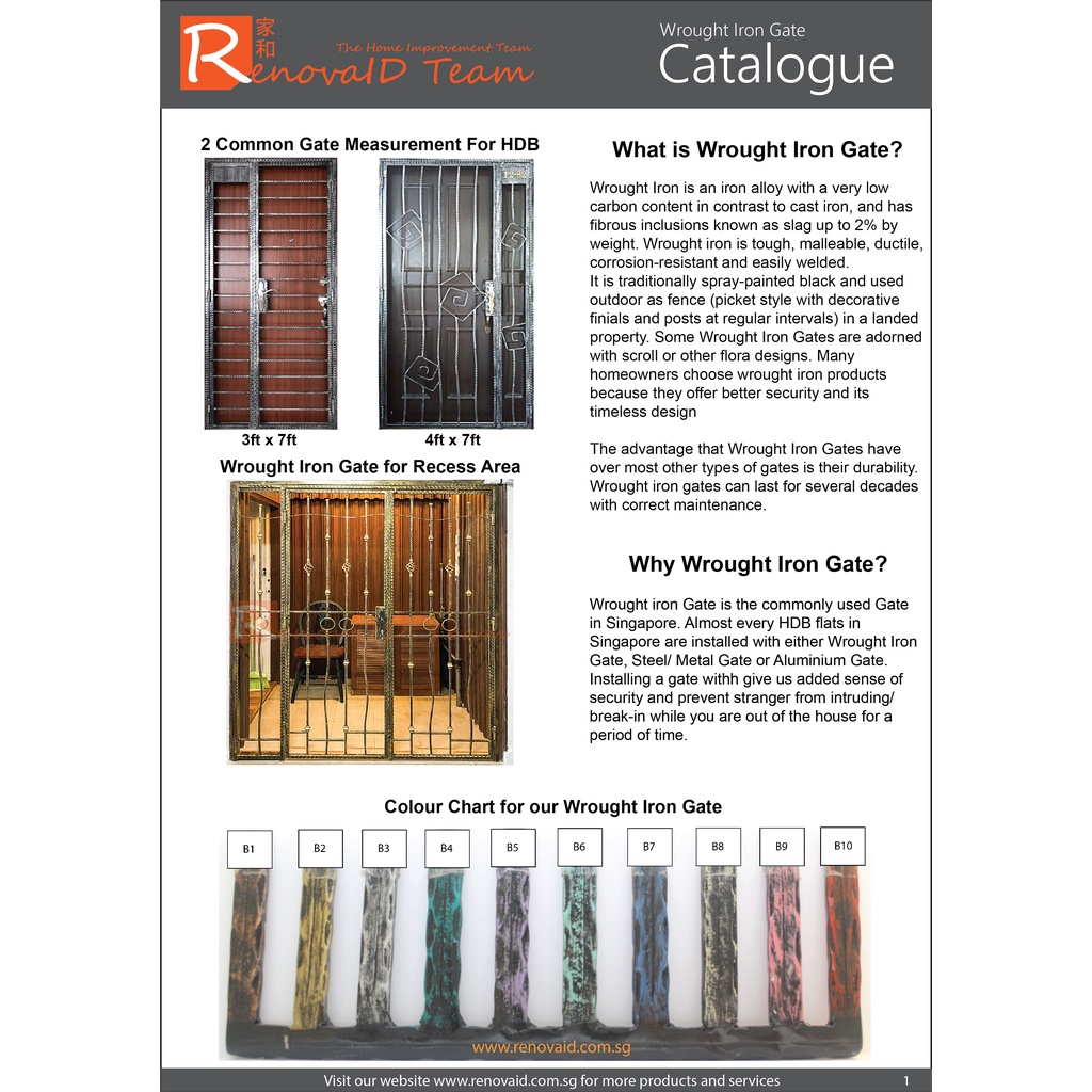 HDB Gate - Wrought Iron Gate 4ft x 7ft | Shopee Singapore