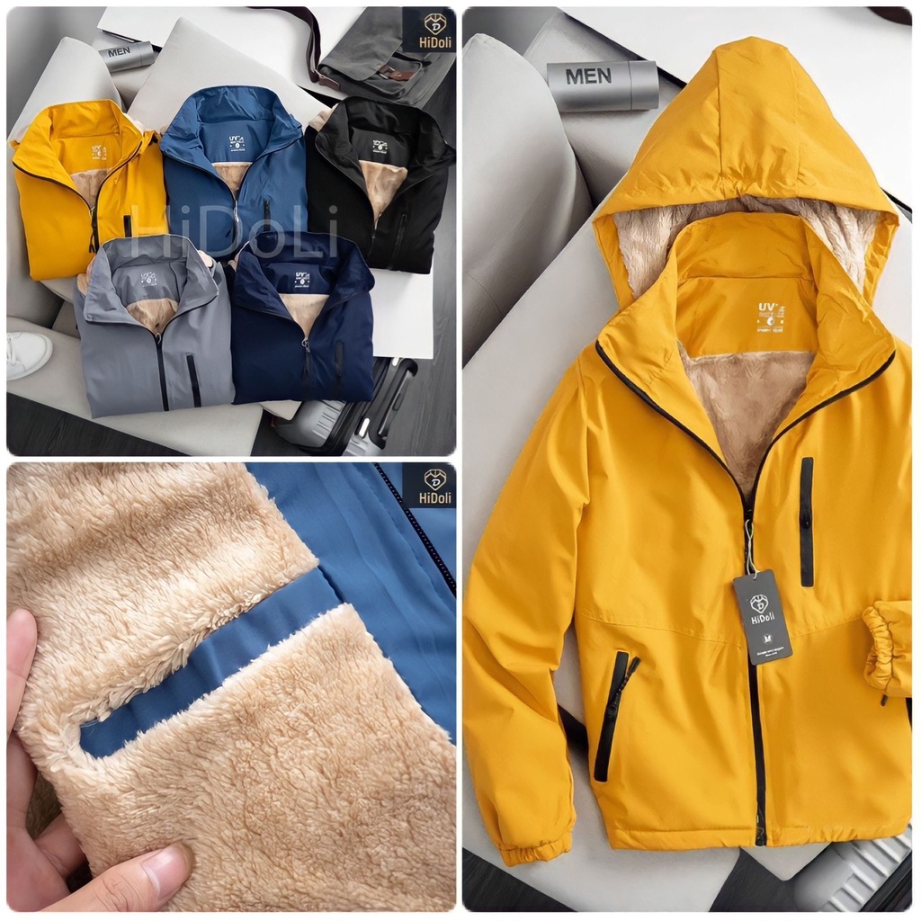 Windbreaker for men and women lined with silver-coated fur, water ...