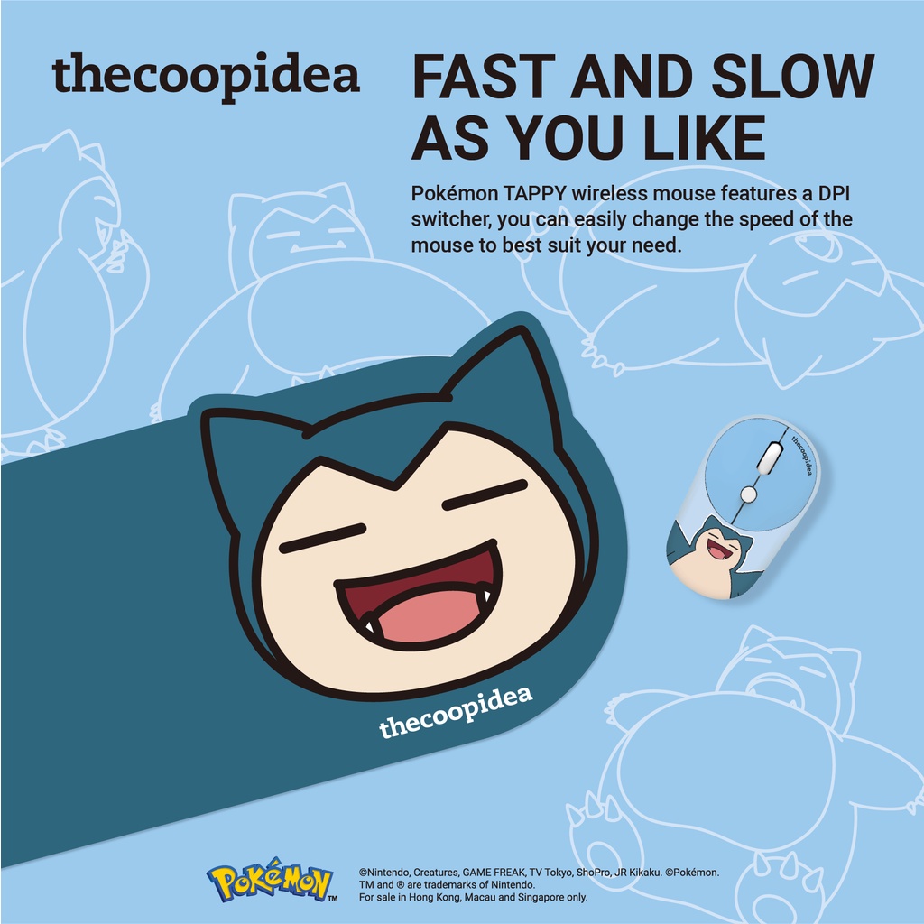 Pokémon TAPPY Wireless Keyboard & Mouse Set Pikachu Eevee Snorlax ...