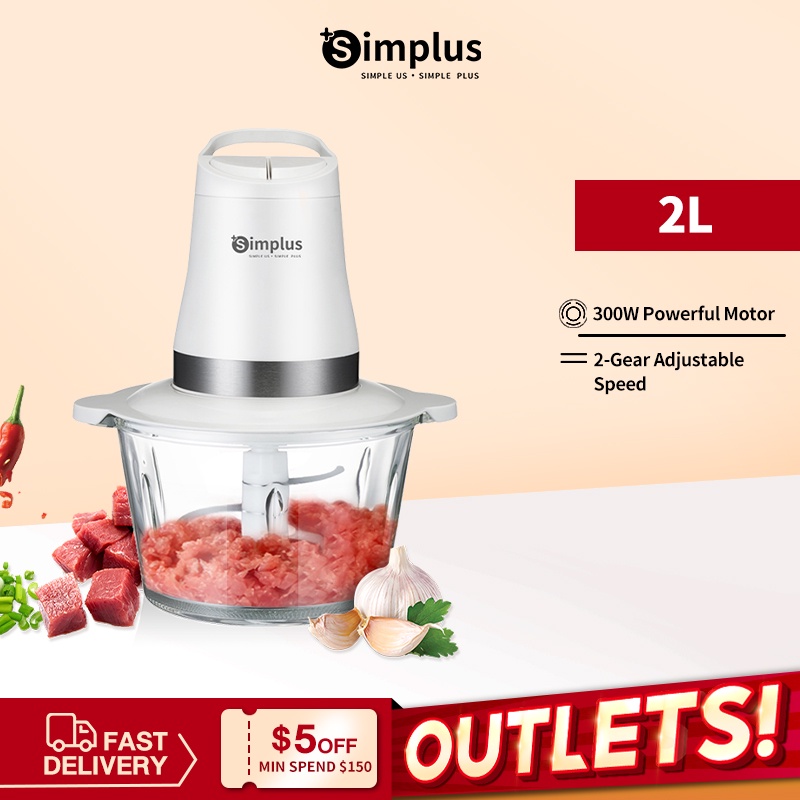 Simplus Meat Grinder 2L Glass Bowl Food Chopper Processor Mixer Mincer ...