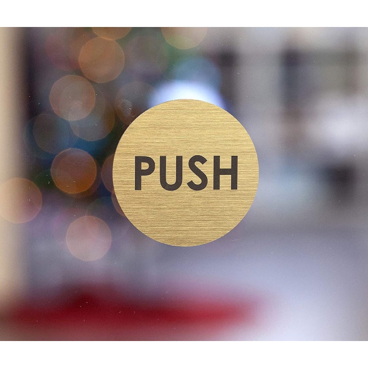 Gold/Silver Push Pull Door Signs | Set of 2 | 2" Round - Laser Engraved ...