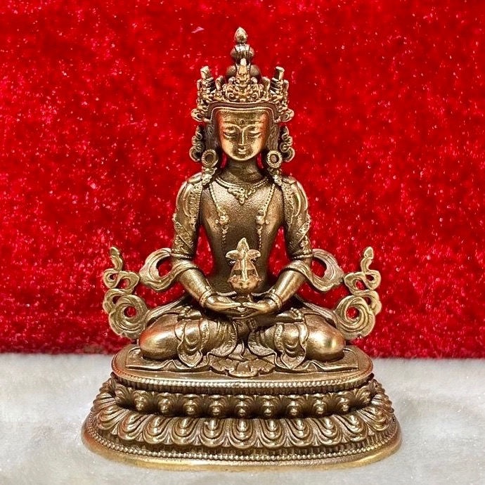 Brass Nepal Longevity Buddha Tibetan Tantric Bodhisattva Hall Feng Shui ...