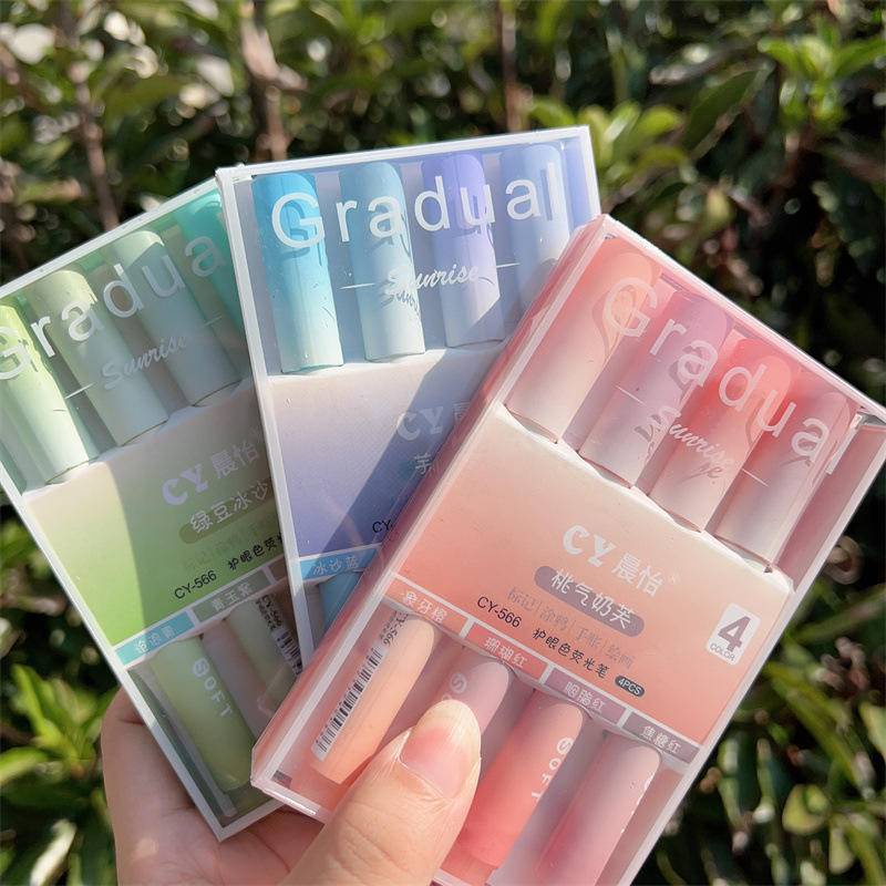 4Pcs/Pack Gradual Highlighter Pens Kawaii Candy Color Manga Markers ...