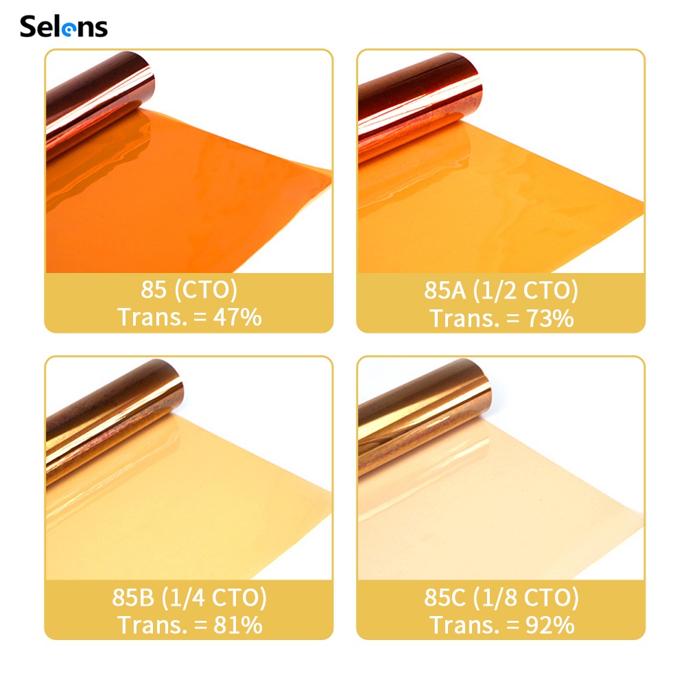 Selens 4PCS Lighting Color Gels CTO Photo Lights Gel Filters 40×50cm ...