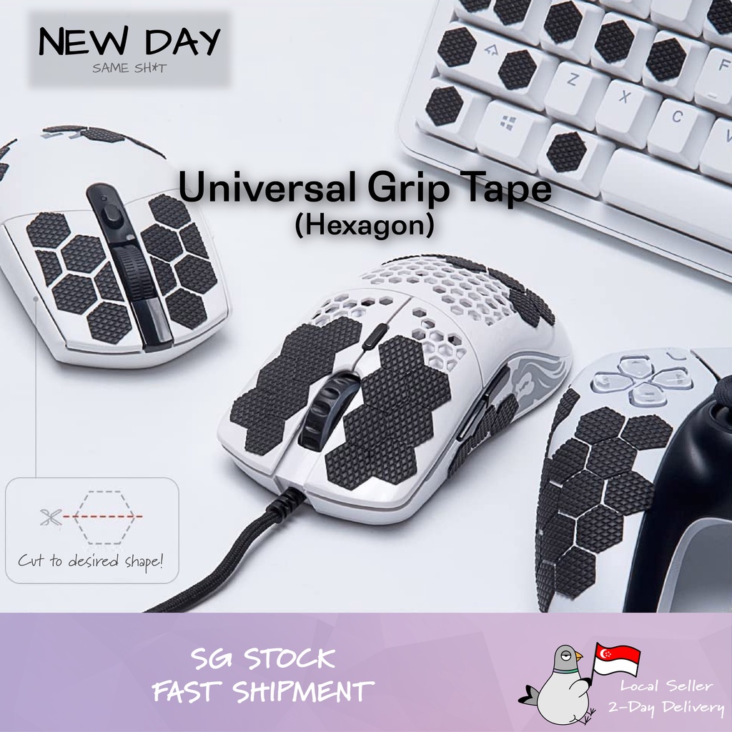 Mouse Grip Anti-Slip Tape (Hexagon) - Pre-cut Adhesive Grip Tape for ...