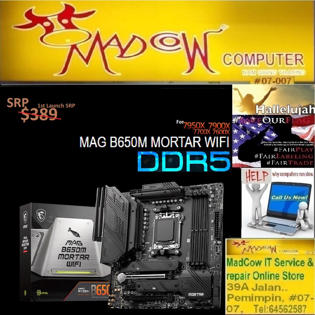 MSI MAG B650M MORTAR WIFI AMD B650 DDR5 Wi-Fi 6E mATX AM5, B650 ...