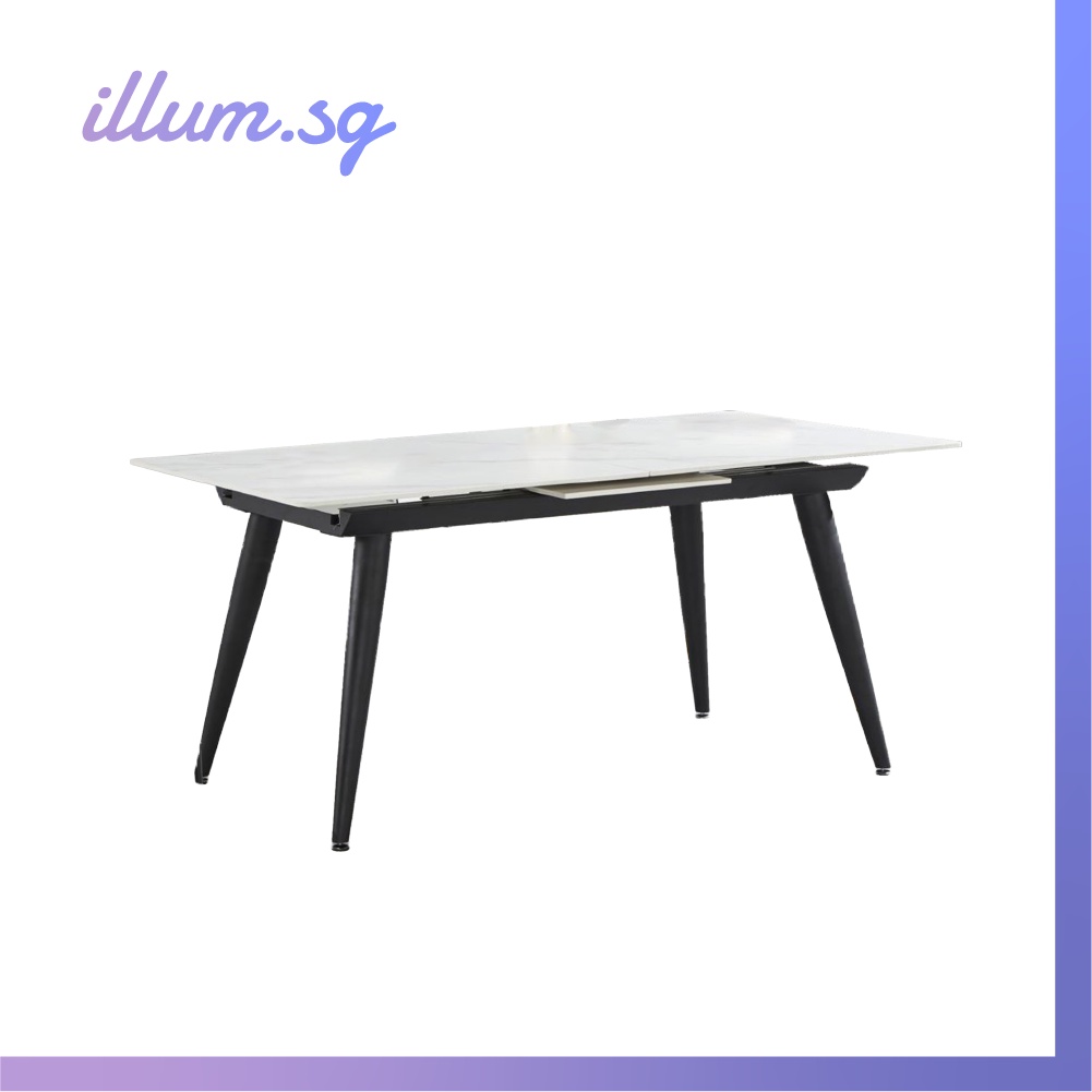 illum Athens Extendable Dining Table Sintered Stone Top Black Metal ...