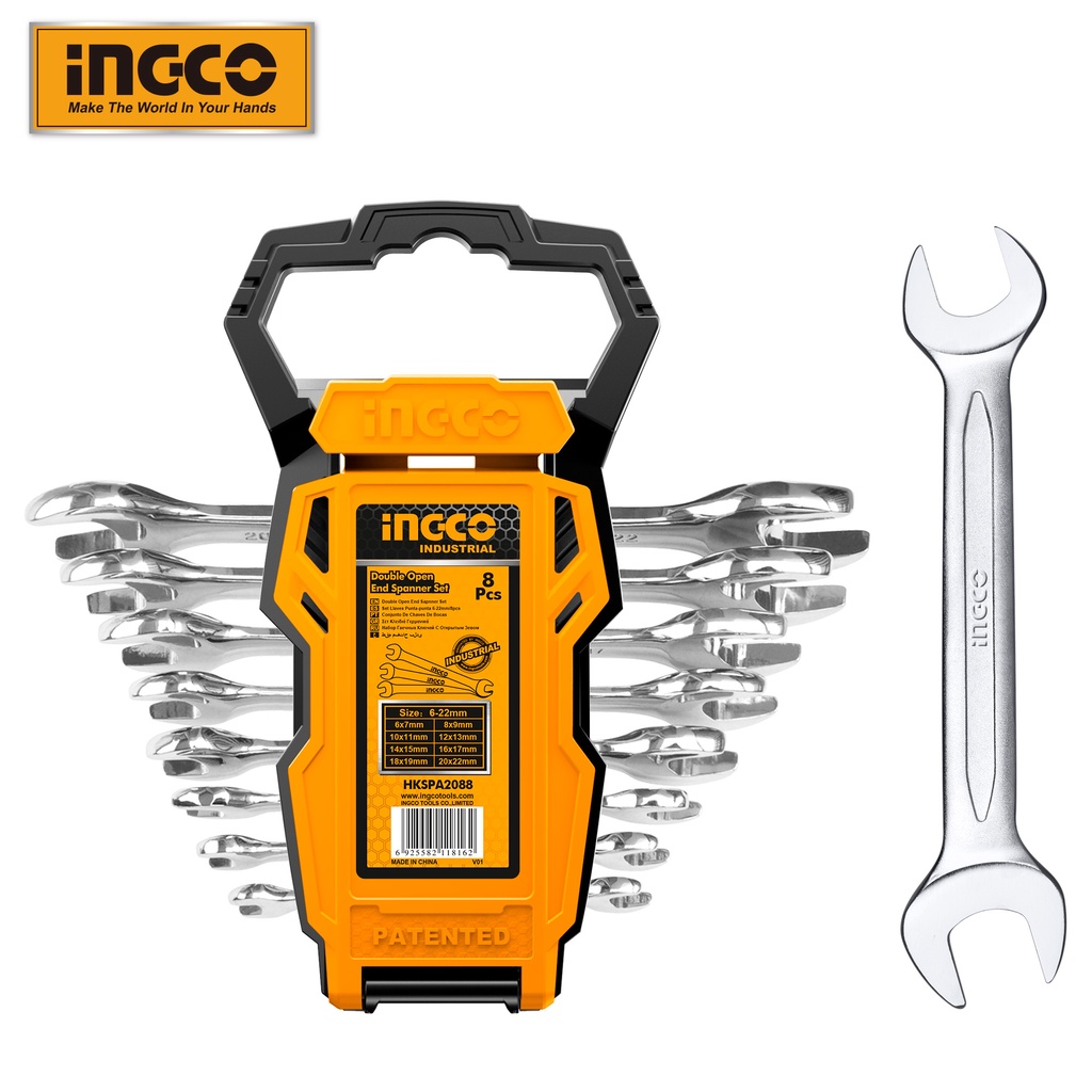 INGCO 6-22mm Double Open End Spanner Set HKSPA2088 | Shopee Singapore
