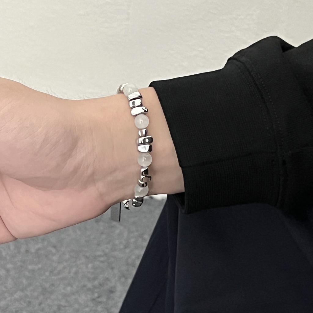 Titanium Steel Moonstone Bracelet for Men and Women Simple and ...