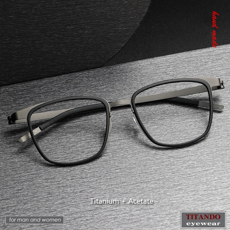 Nordic Style Ultra-Thin Vintage Inverted Trapezoidal Titanium Glasses ...