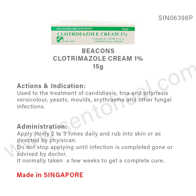 Beacons Clotrimazole Cream 1% 15g [EXP:04/26] - Anti-fungal cream ...