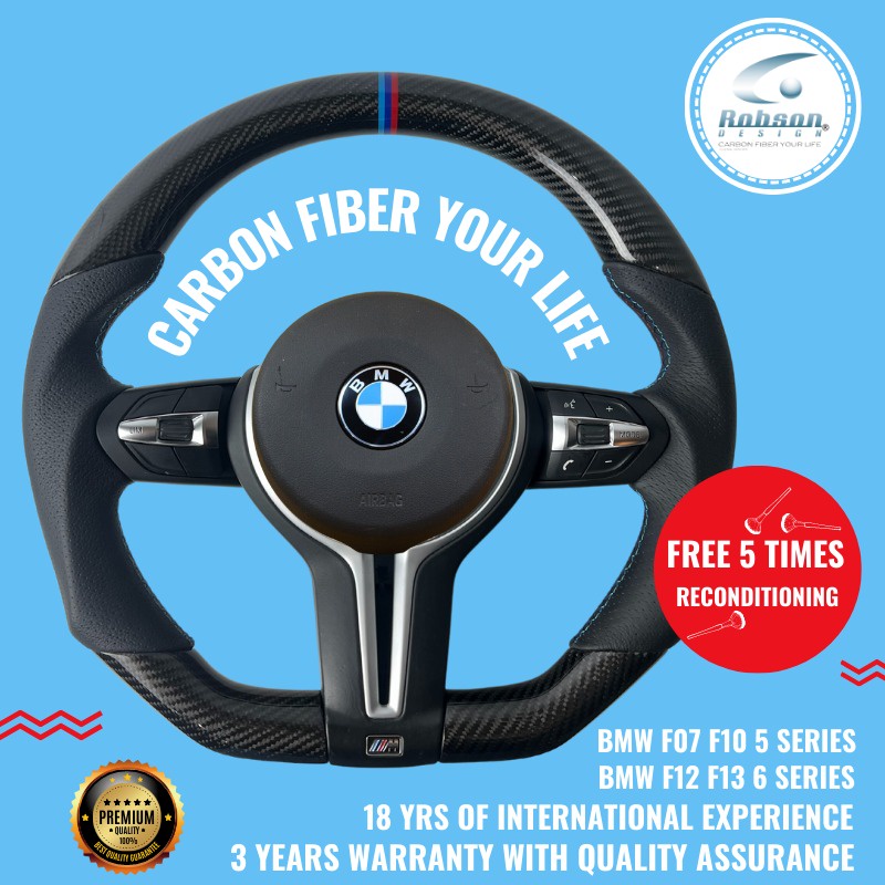 BMW 5/6 Series F10/F12 carbon fiber steering Wheel Robson Design Carbon ...