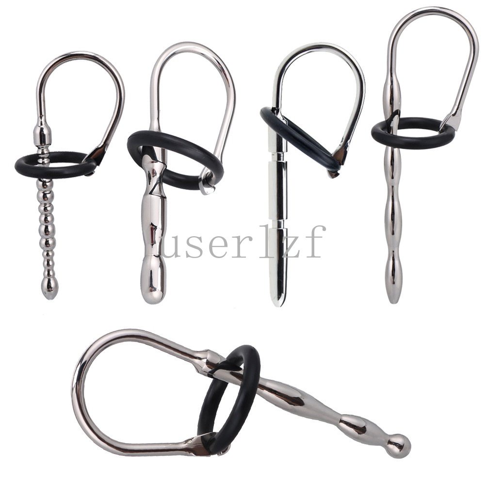 Stainless Steel Penis Plug with Glans Ring Men Urethral Sounding ...