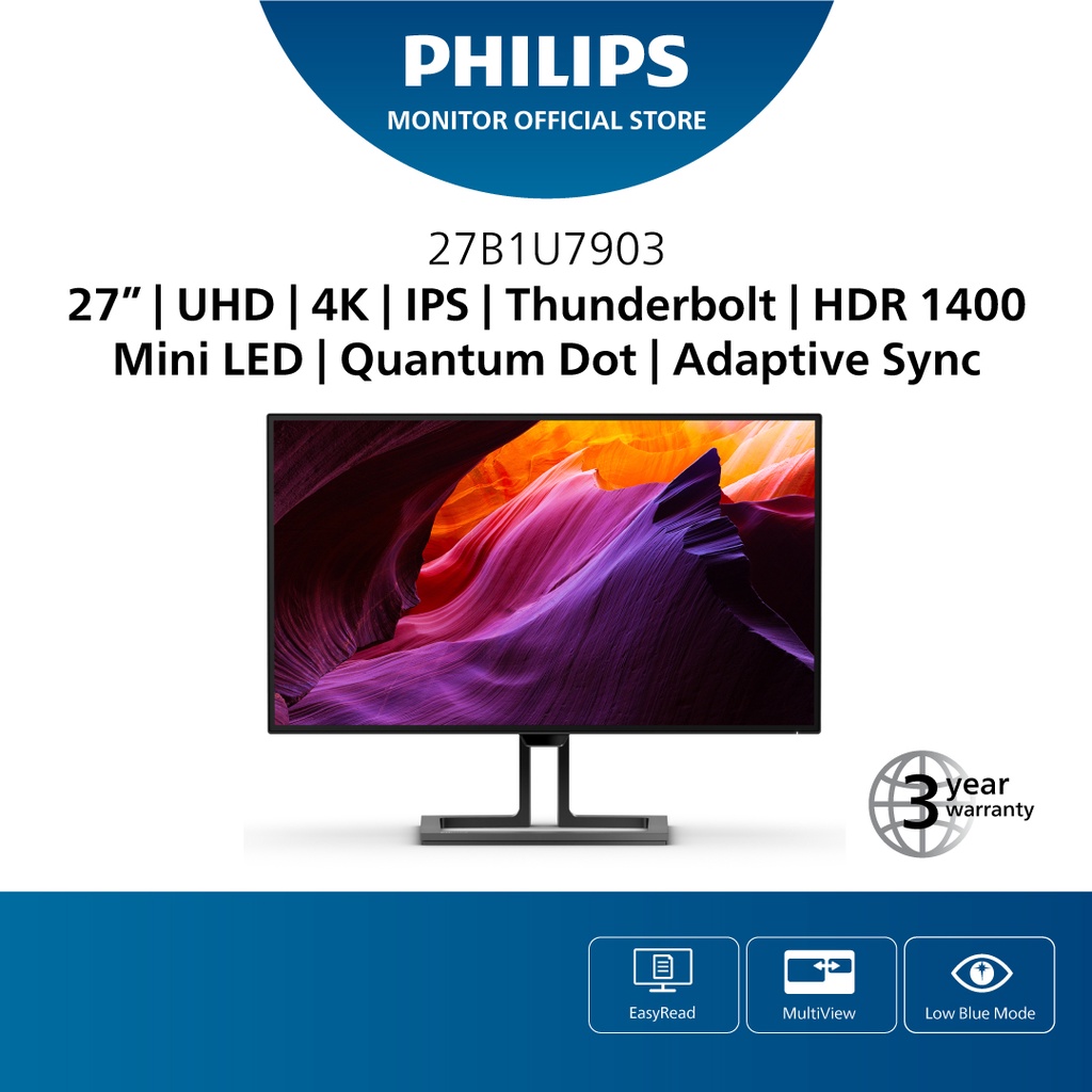 Philips 27B1U7903 27" UHD Mini LED Quantum Dot Color ThunderBolt 4 ...