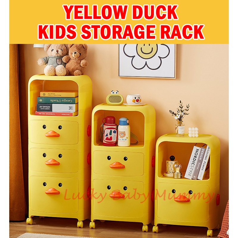 YM518 Yellow Duck Multilayer Storage Shelf Rack w Wheels Snacks ...