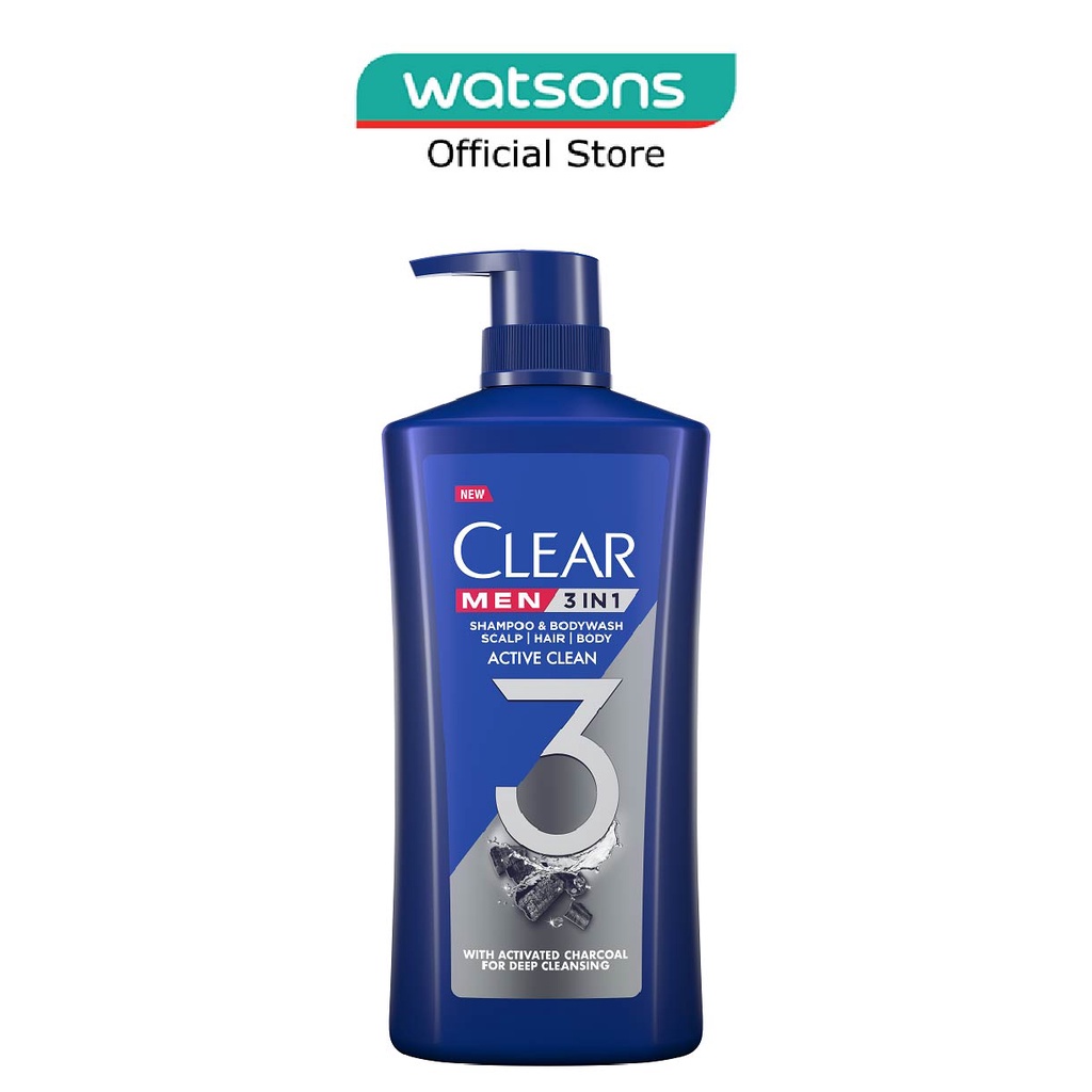 CLEAR Men 3 in 1 Shampoo & Bodywash Active Clean 618g | Shopee Singapore