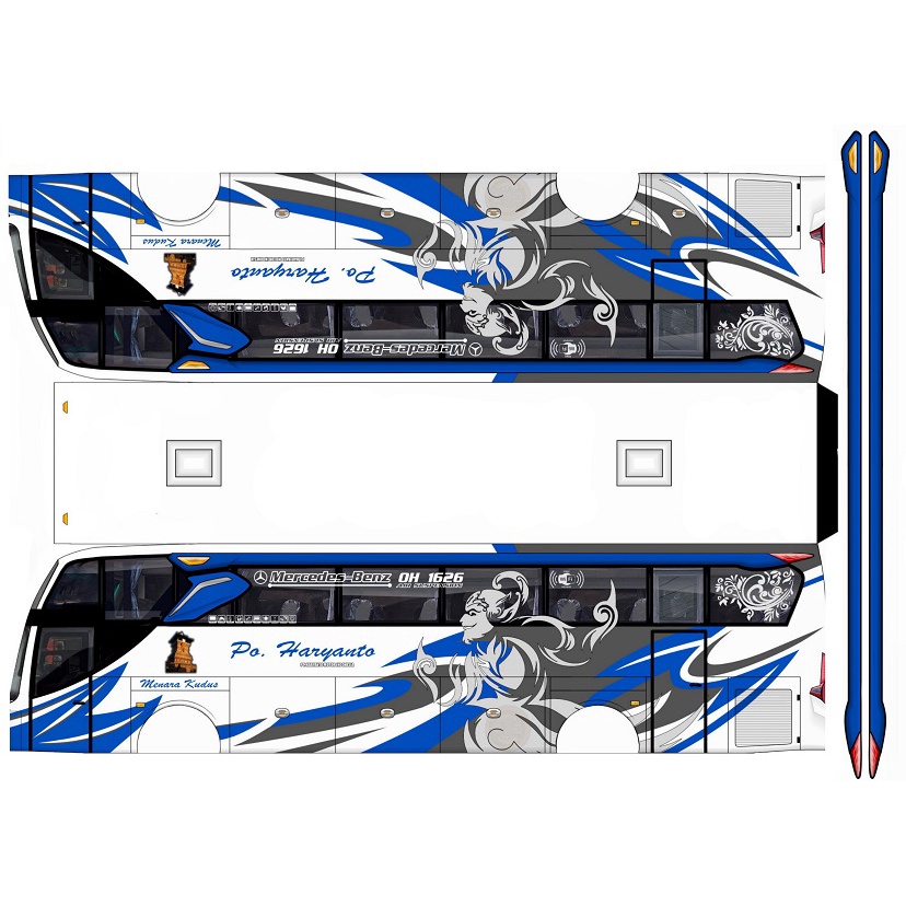 PUTIH Diy Miniature Bus Haryanto White Blue Anoman 30-scale Papercraft ...