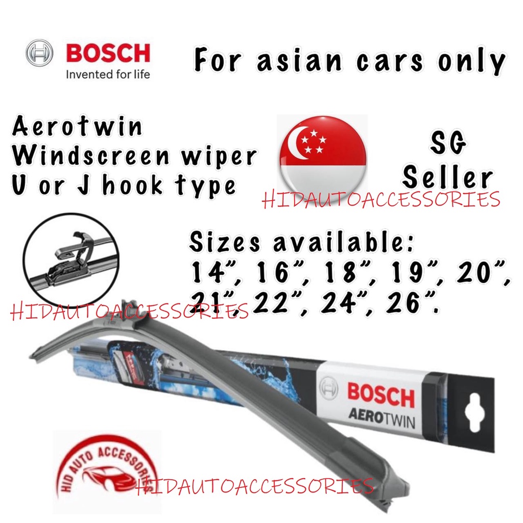 Bosch Aerotwin Premium Wiper (U-Hook/J-Hook) For Most Asian cars (Japan & Korea) | Shopee Singapore