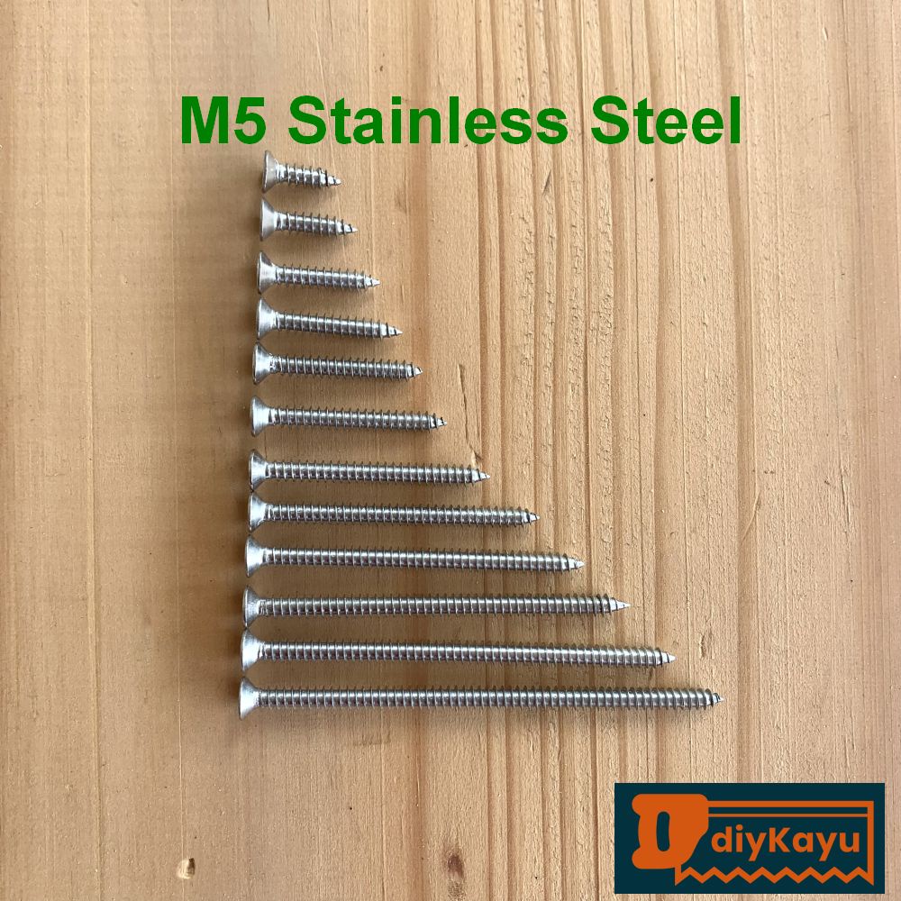 M5 10 Flat Head Phillips Drive 201 Stainless Steel Self Tapping Wood ...