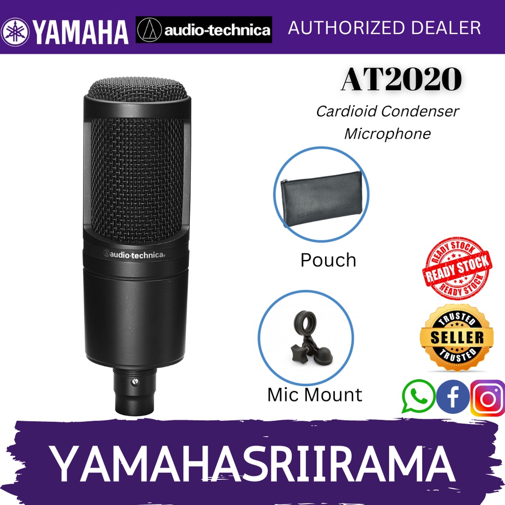 Audio Technica AT2020 Cardioid Condenser Microphone {For Pro Studio ...