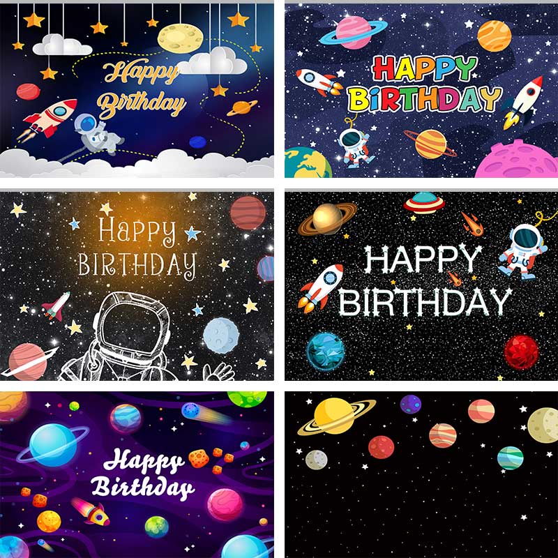 Space Astronaut Birthday Backdrop Photography Baby Shower Kids Children ...