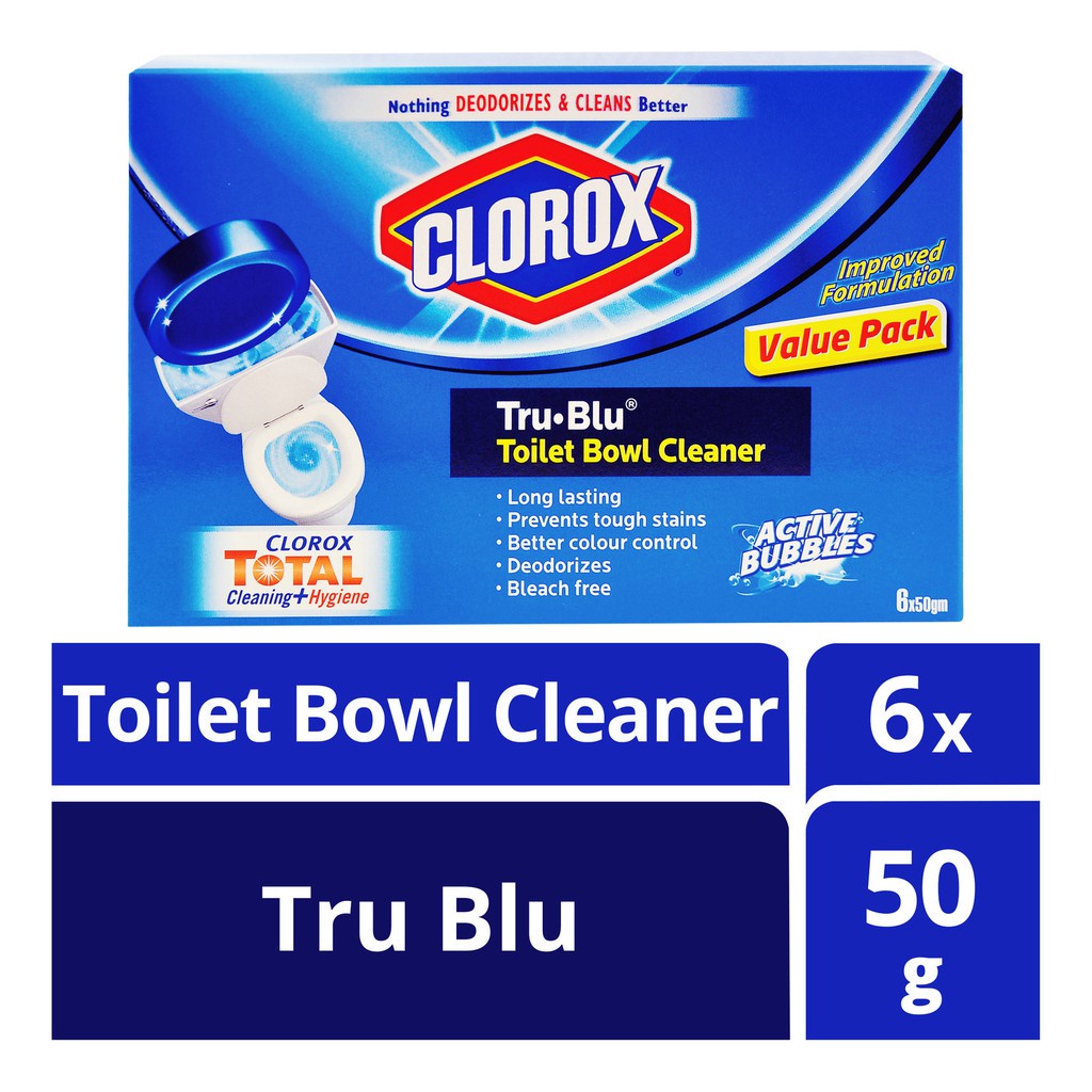 CLOROX Tru Blu Toilet Bowl Cleaner Value Pack 6x50g | Shopee Singapore