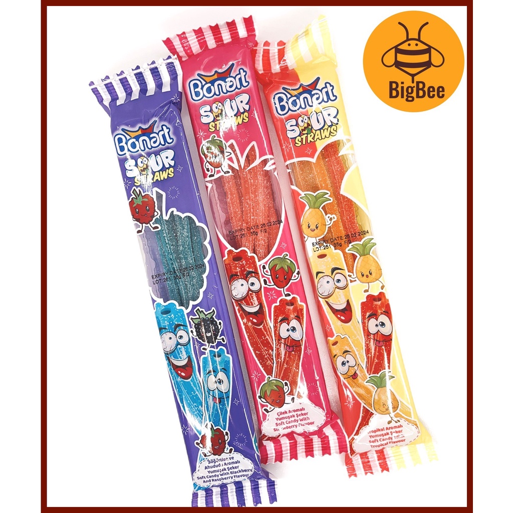 Bonart Sour Straws - 35g x 2pkts Sour Straw Chewy Stick Blackberry ...