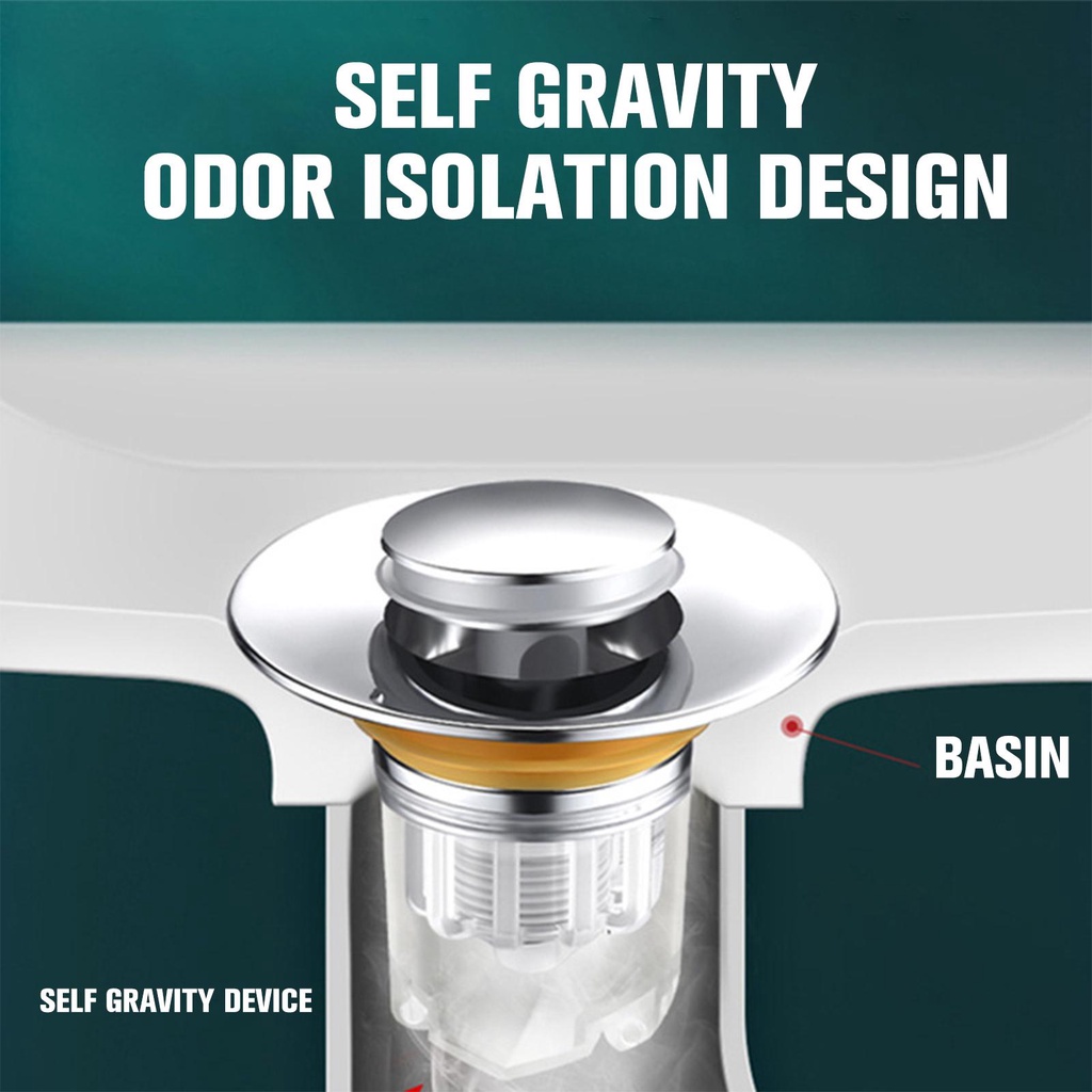 Universal Stainless Steel Basin Pop-Up Bounce Core Stopper Bathroom ...