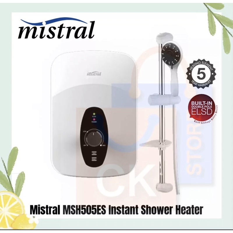Mistral MSH505ES | MSH 505ES Instant Shower Heater (5 Years Heating ...