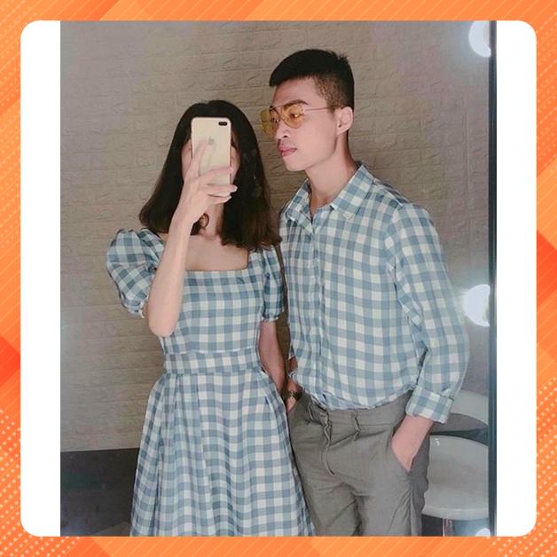 Blue plaid couple Set. Super beautiful couple outfits for parties and ...
