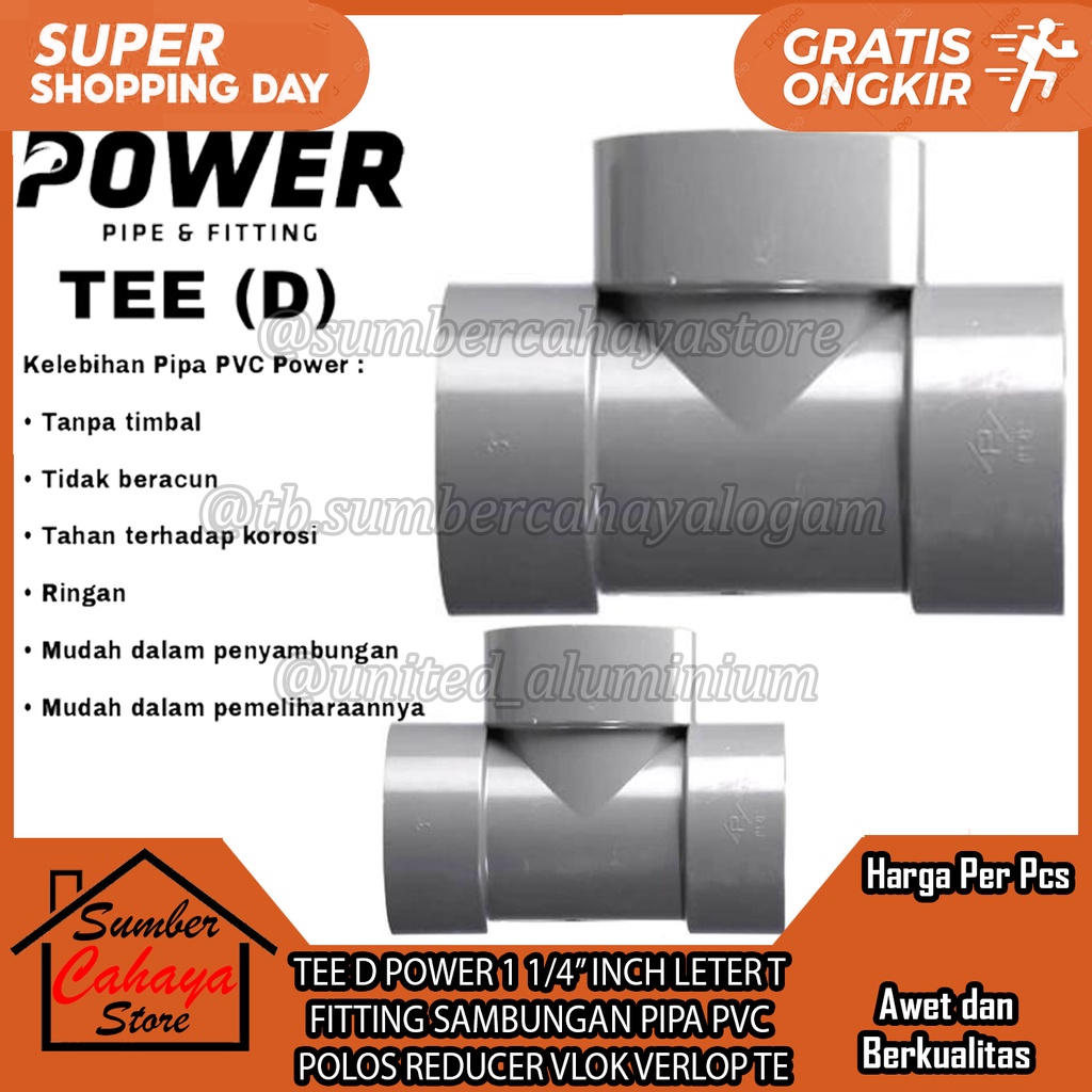 TEE D POWER 1 1 1/ 4 DAUGHTER INCH T FITTING PLAIN PVC PIPE CONNECTION ...