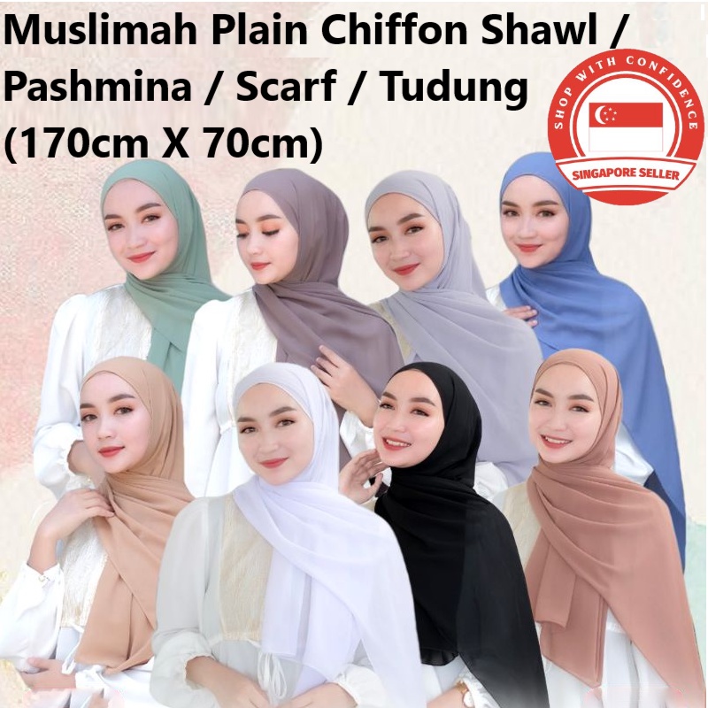 [SINGAPORE SELLER] Muslimah Plain Chiffon Shawl / Pashmina / Scarf ...