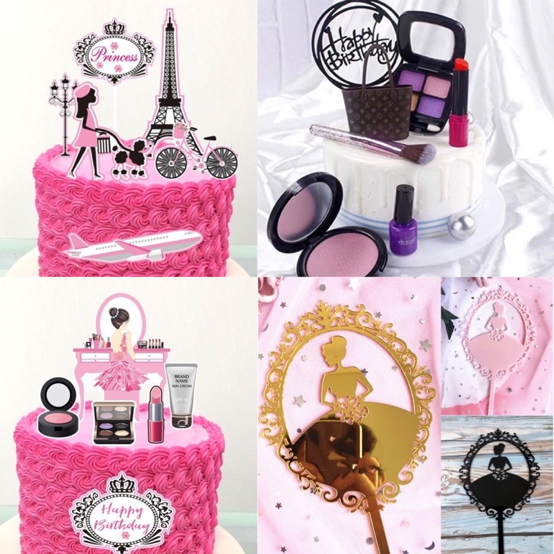 Make up cake topper paris eiffel tower travel girl cake decoration ...