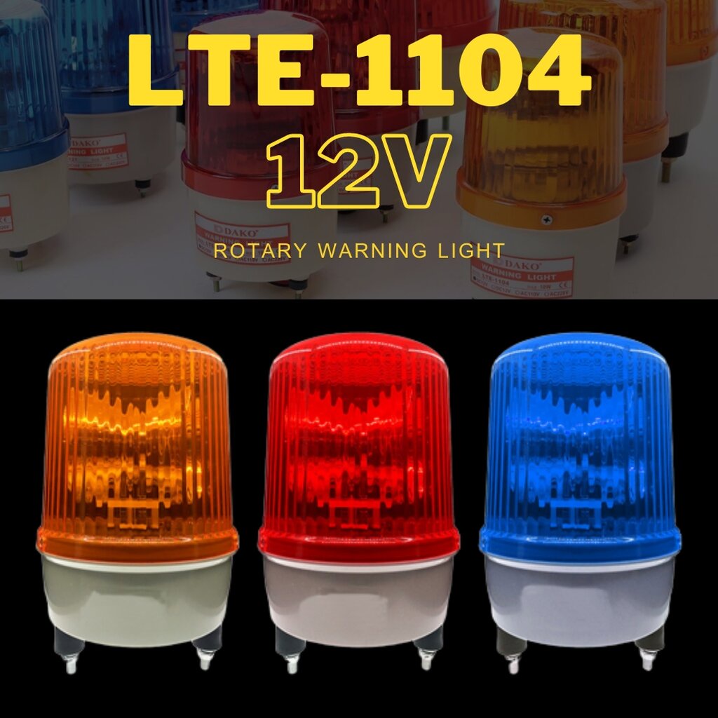 DAKO LTE-1104 3 Inch 12V Blue/Yellow/ Red Rotating Light Warning ...